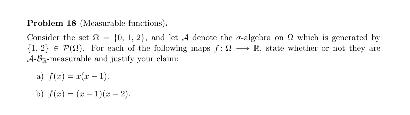Solved Problem 18 Measurable Functions Consider The Set