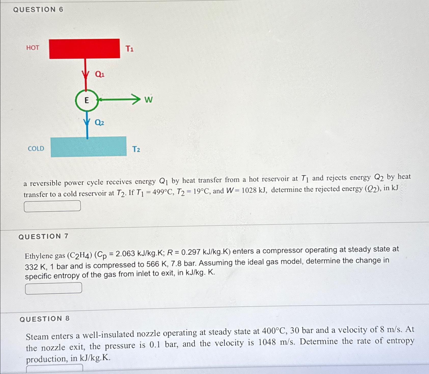 Solved QUESTION 6a reversible power cycle receives energy Q1 | Chegg.com