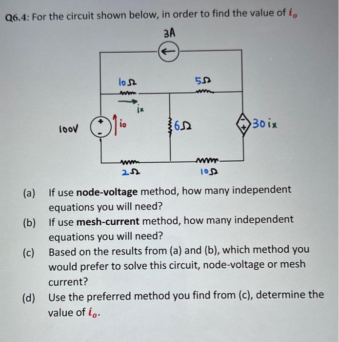 Solved Q6.3: For the circuit shown below, in order to find | Chegg.com