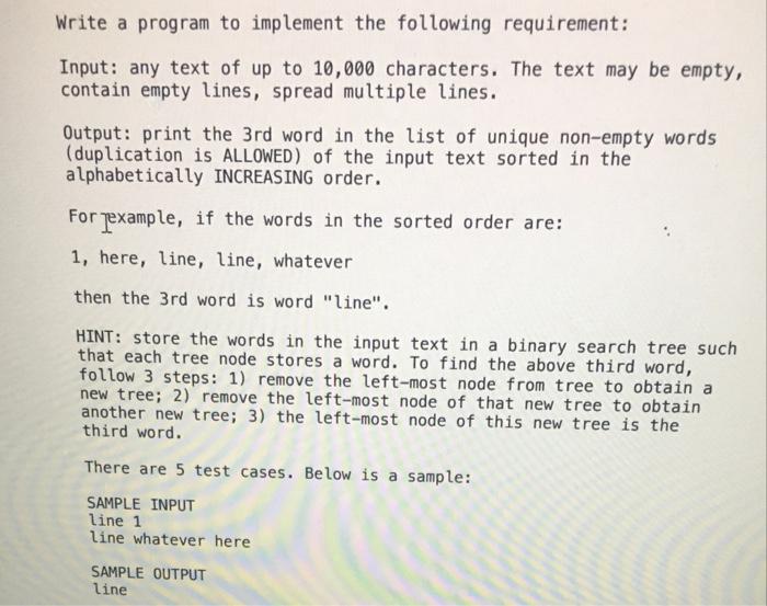 Solved Write a program to implement the following | Chegg.com