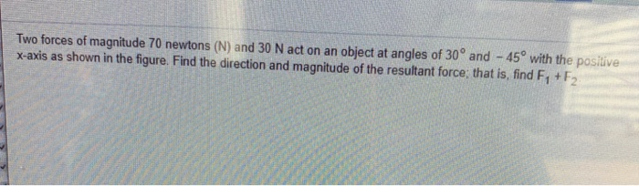 Solved Two Forces Of Magnitude 70 Newtons N And 30 N Act