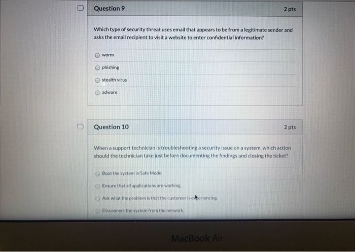 Solved D Question 1 2 pts When configuring Windows security, | Chegg.com