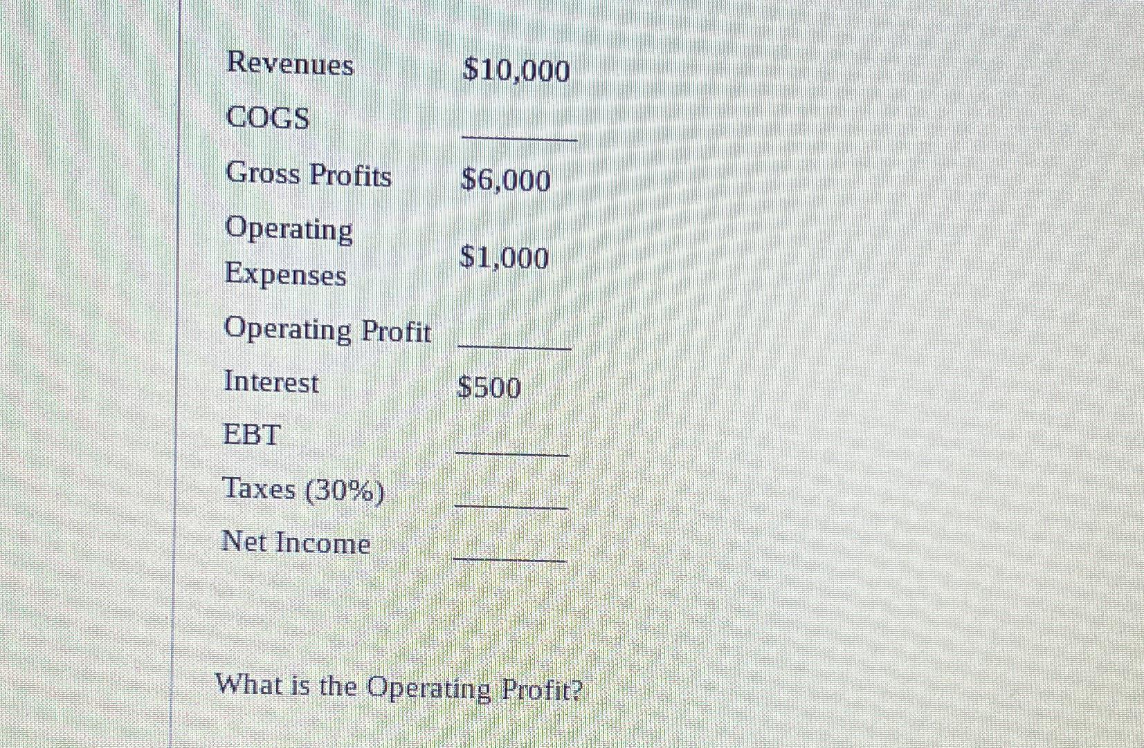 Solved \table[[Revenues,$10,000 | Chegg.com