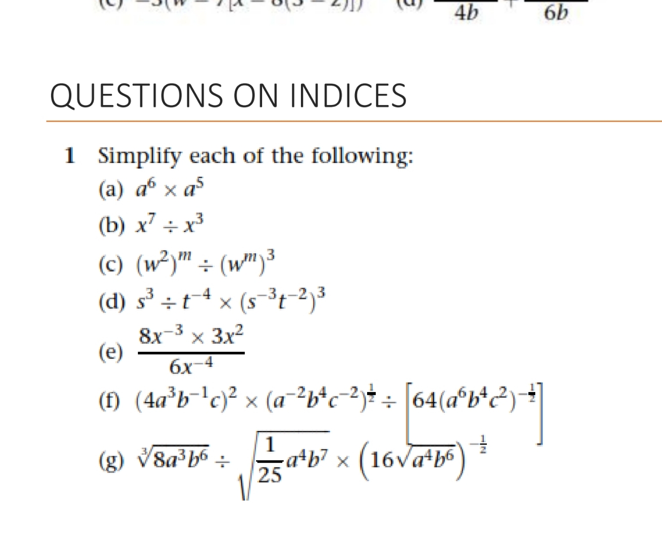 Solved QUESTIONS ON INDICES1 ﻿Simplify each of the | Chegg.com