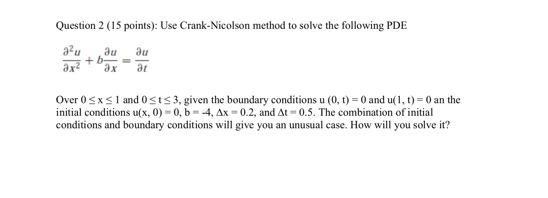Solved Question 2 (15 ﻿points): Use Crank-Nicolson method to | Chegg.com