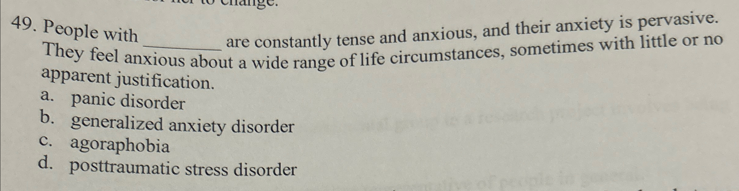 Solved People with They feel anxious about constantly tense | Chegg.com