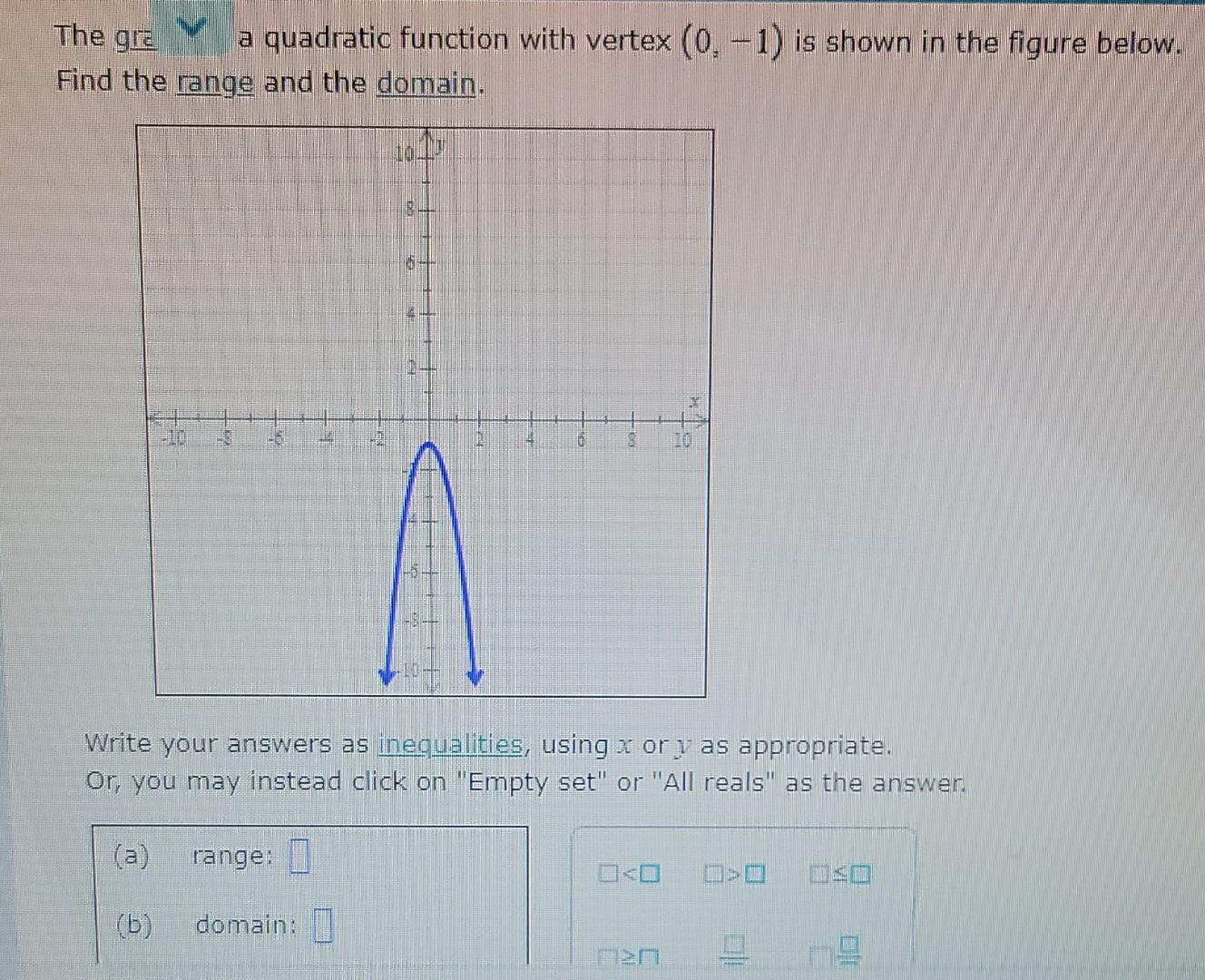 Solved The gre a quadratic function with vertex (0.-1) is | Chegg.com