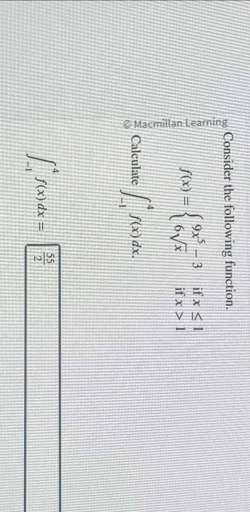 Solved Consider the following function.∫-14f(x)dx= | Chegg.com