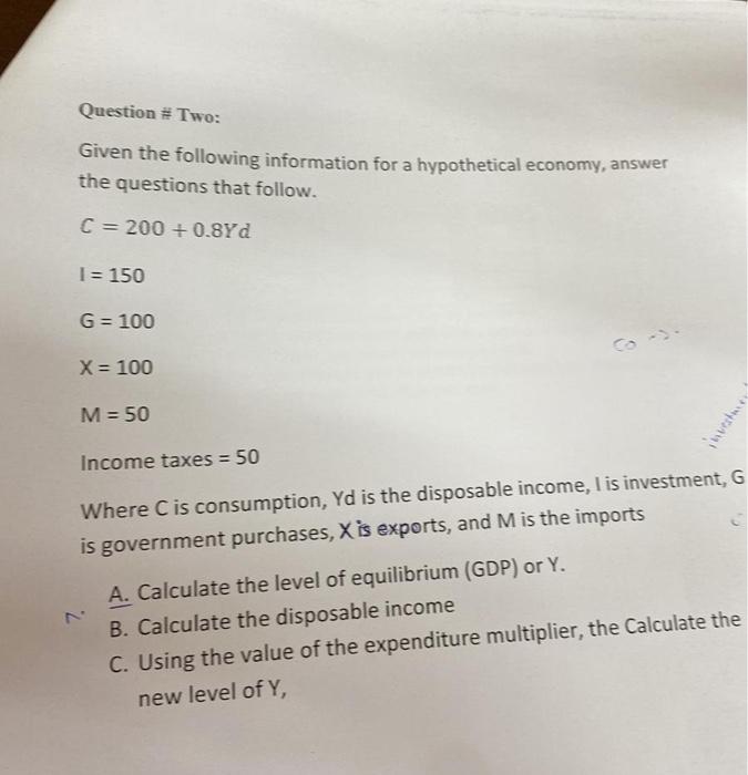 Solved Question # Two: Given the following information for a | Chegg.com