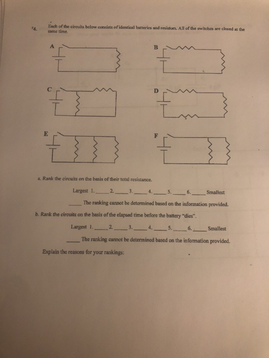 Solved 14. Each of the circuits below consists of identical | Chegg.com
