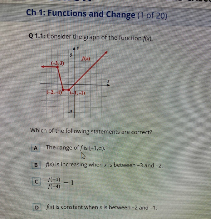 Solved Ch 1: Functions and Change (1 of 20) Q 1.1: Consider | Chegg.com