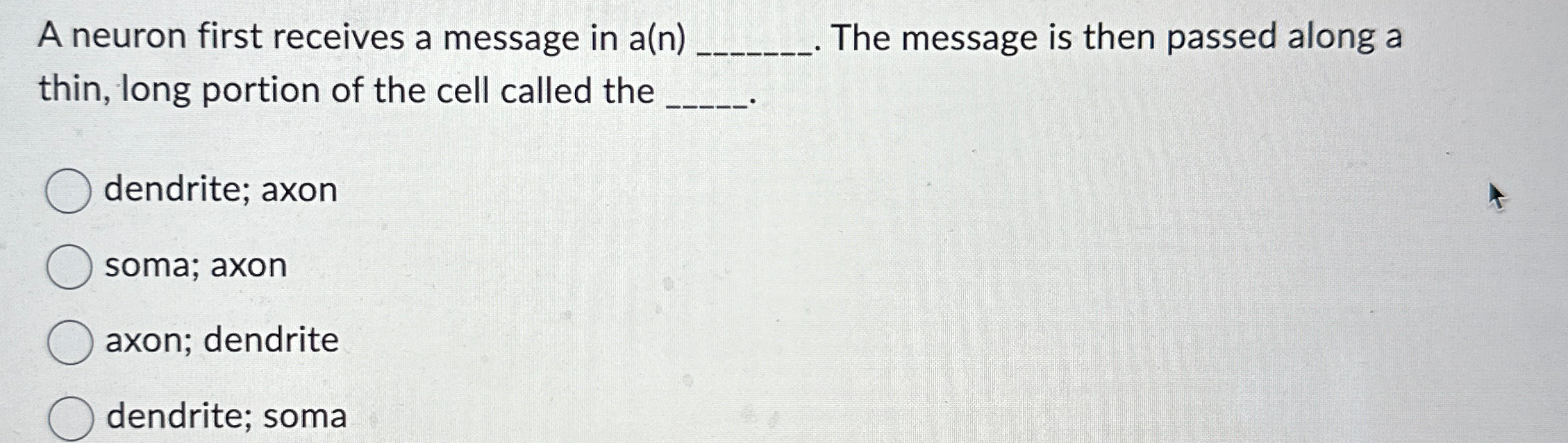 Solved A neuron first receives a message in a(n) q, ﻿The | Chegg.com