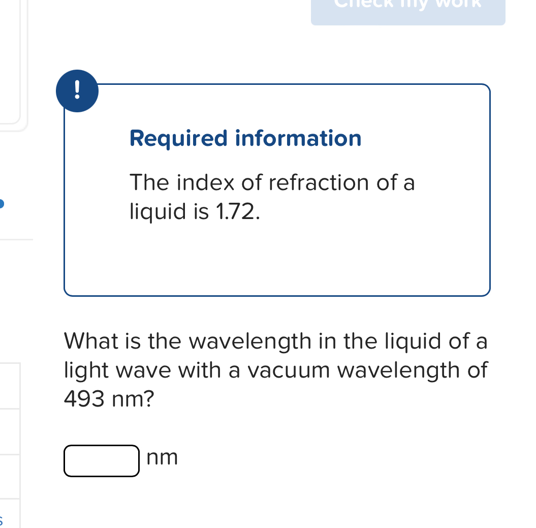 Solved !Required informationThe index of refraction of a | Chegg.com