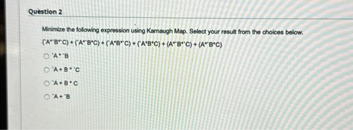 Solved Question 2 Minimize the following expression using | Chegg.com