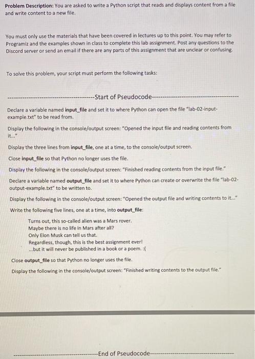 Solved Problem Description: You are asked to write a Python | Chegg.com