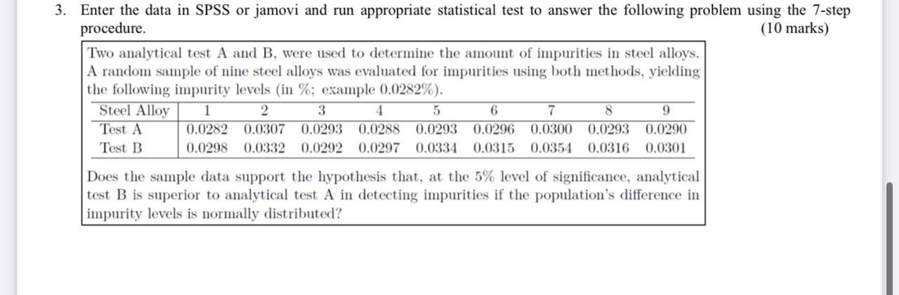 Enter the data in SPSS or jamovi and run appropriate | Chegg.com