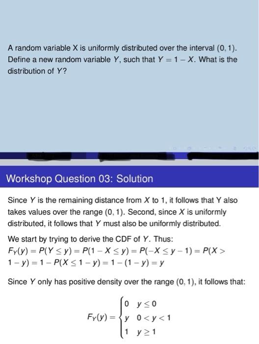 Solved A random variable X is uniformly distributed over the | Chegg.com