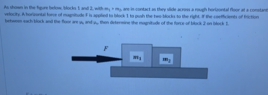 Solved As shown in the figure below, blocks 1 ﻿and 2 , ﻿with | Chegg.com