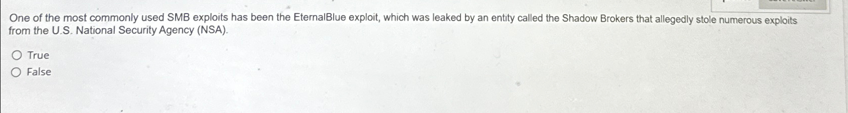 Solved One of the most commonly used SMB exploits has been | Chegg.com