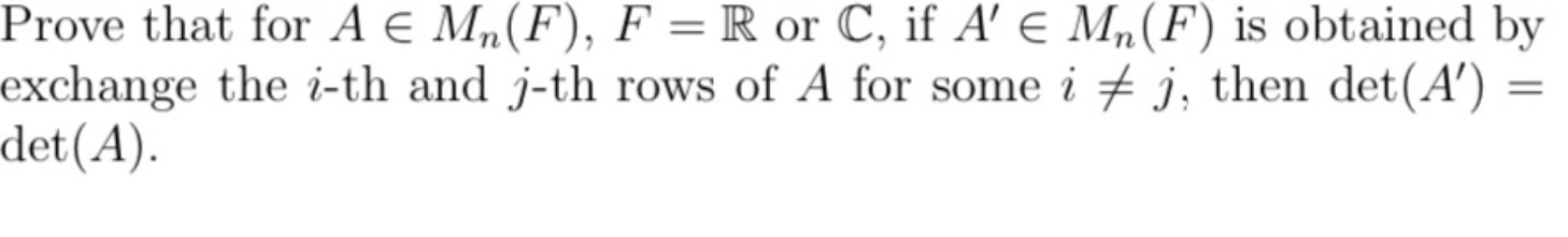 Solved Prove that for AinMn(F),F=R ﻿or C, ﻿if A'inMn(F) ﻿is | Chegg.com