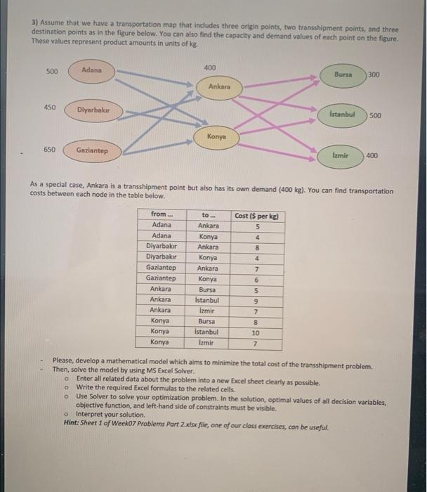 Solved 3) Assume that we have a transportation map that | Chegg.com