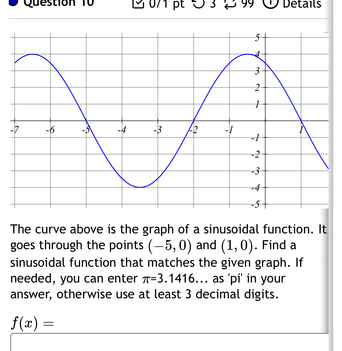 Solved The curve above is the graph of a sinusoidal | Chegg.com