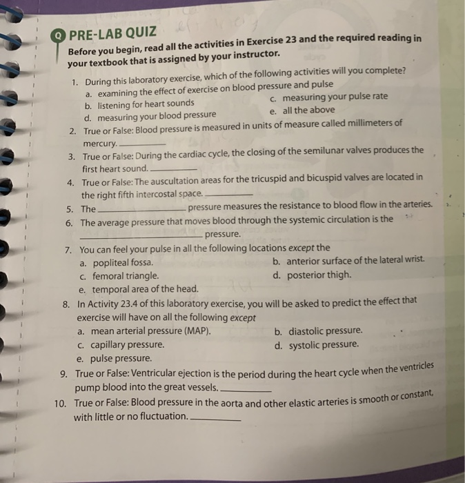 PRE-LAB QUIZ Before you begin, read all the | Chegg.com
