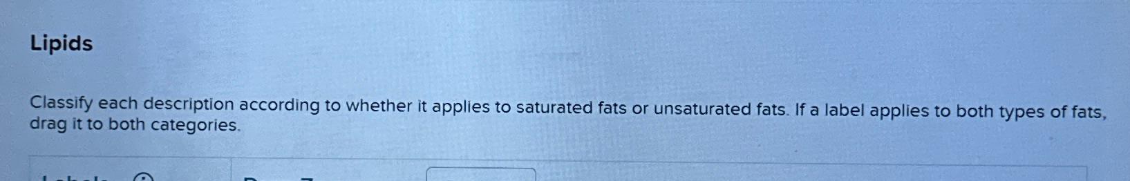 Solved LipidsClassify each description according to whether | Chegg.com