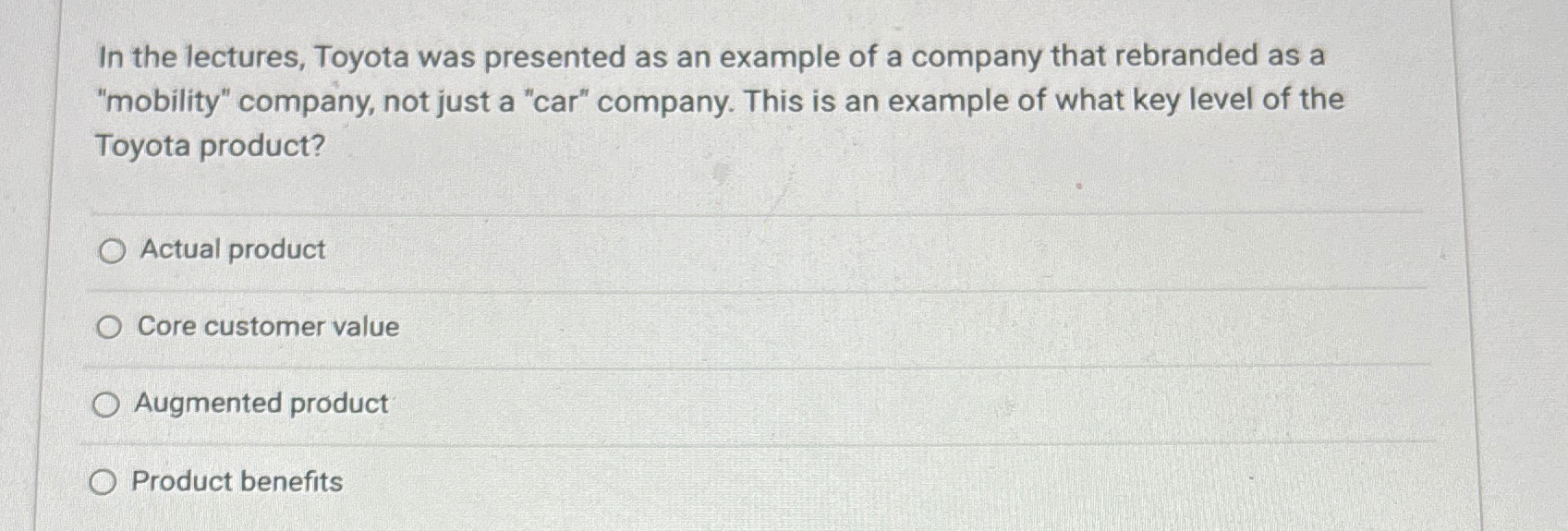 Solved In the lectures, Toyota was presented as an example | Chegg.com