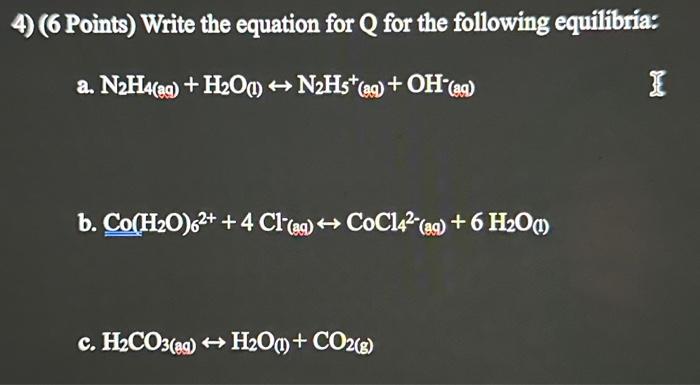 Solved (6 Points) Write the equation for Q for the following | Chegg.com