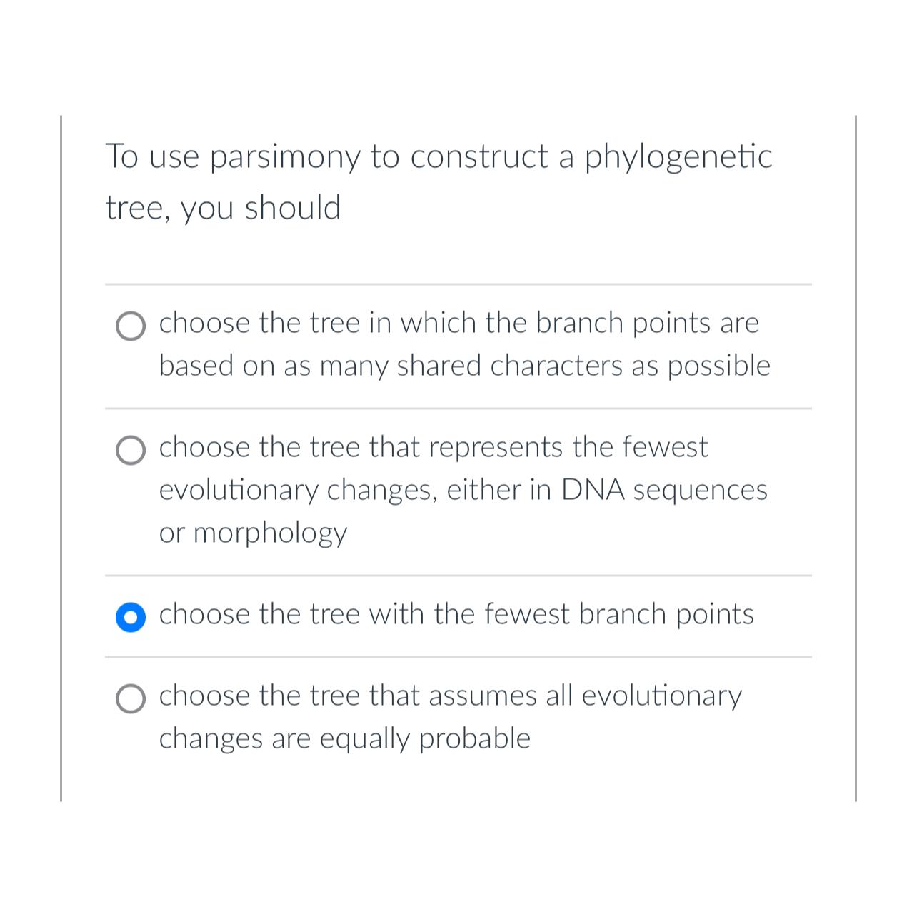 Solved To use parsimony to construct a phylogenetic tree, | Chegg.com