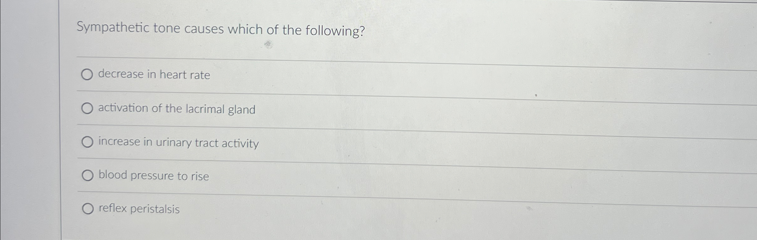 Solved Sympathetic tone causes which of the | Chegg.com