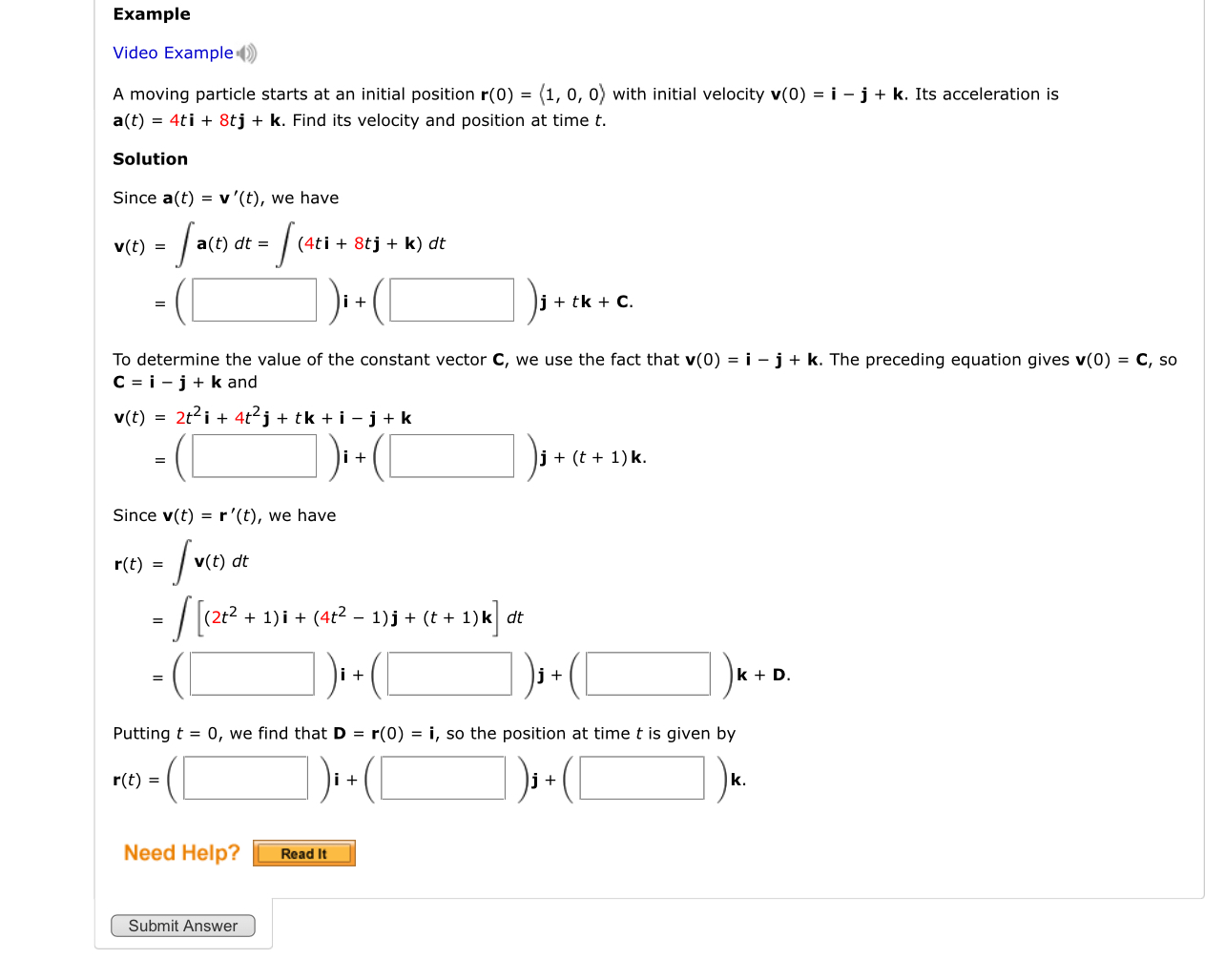 Solved ExampleVideo ExampleA moving particle starts at an | Chegg.com