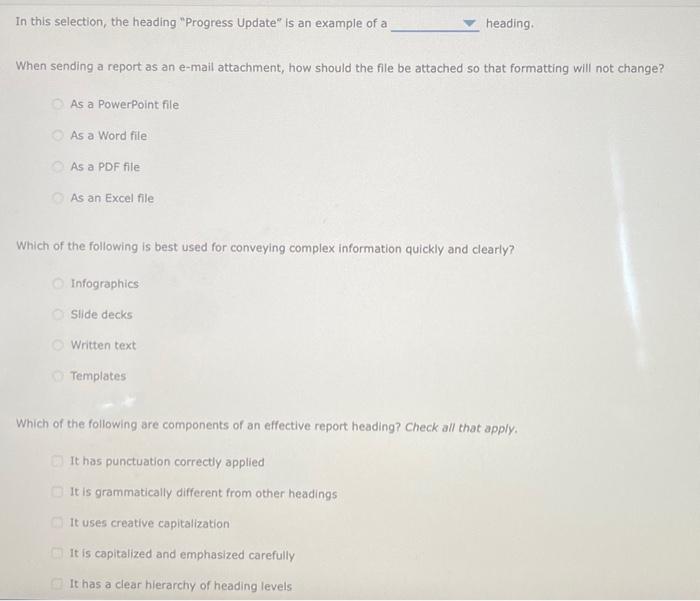 Your coworker is creating the headings for a report. | Chegg.com