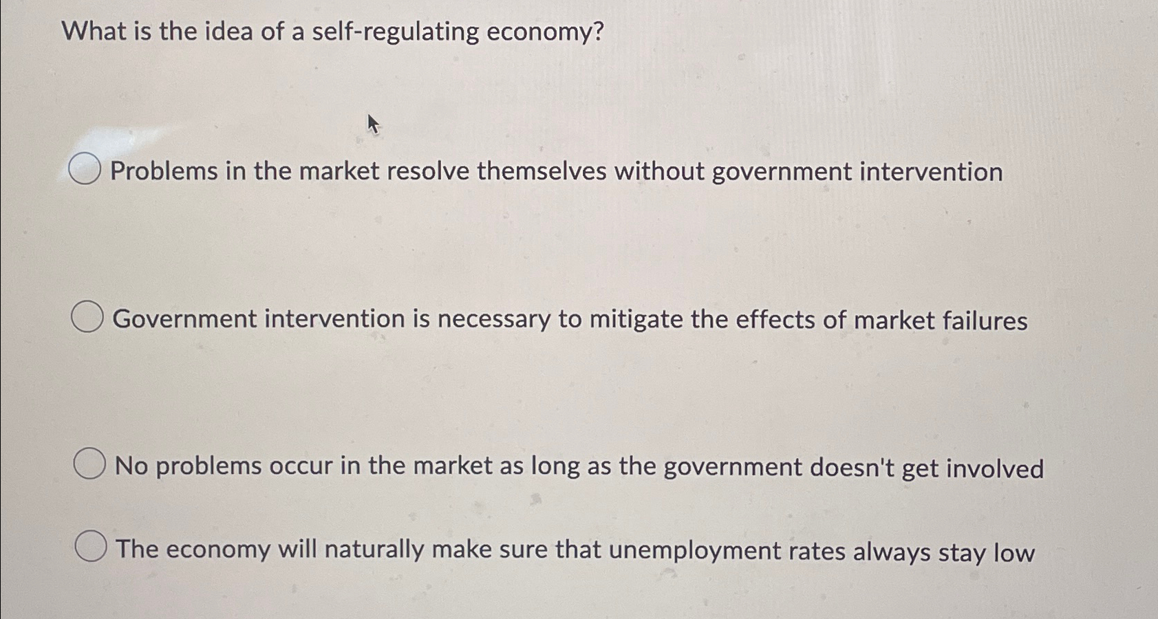 Solved What is the idea of a self-regulating economy? | Chegg.com