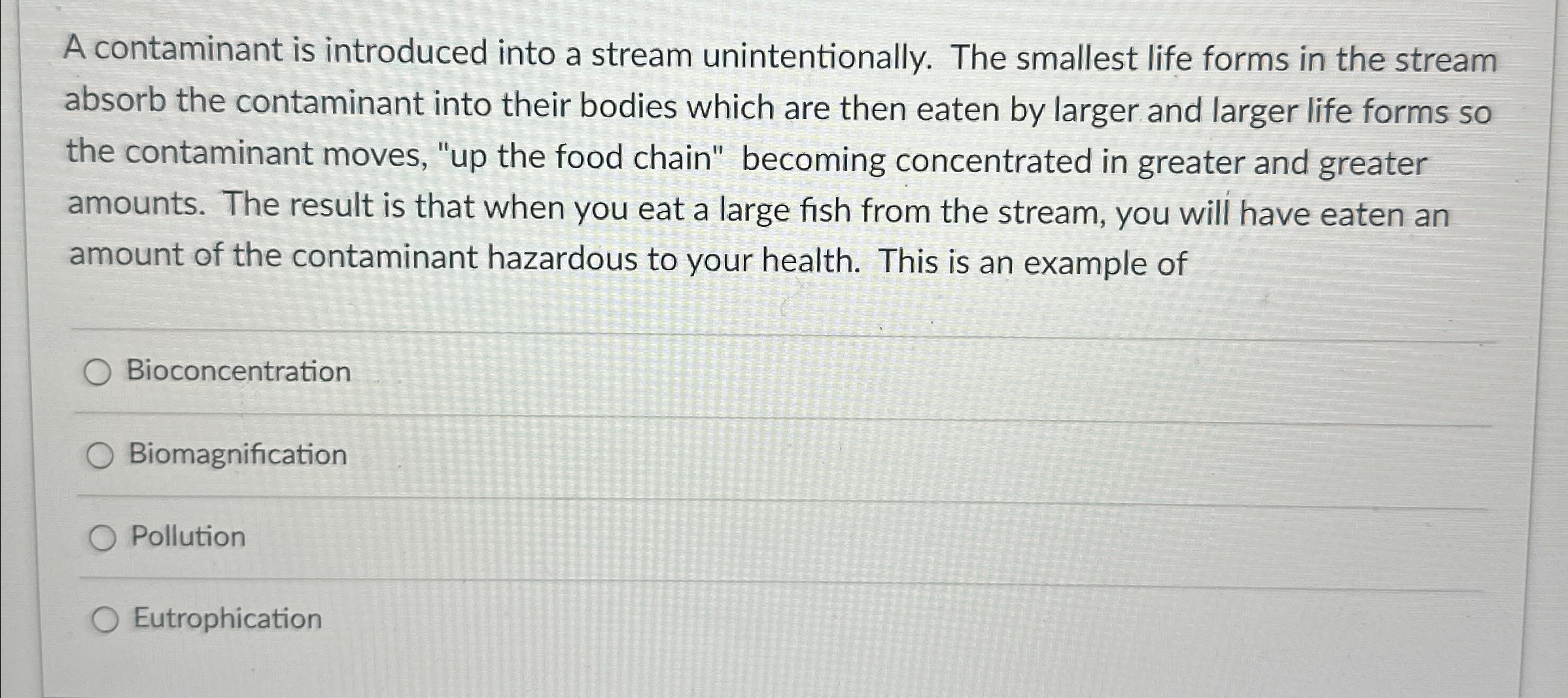 Solved A contaminant is introduced into a stream | Chegg.com