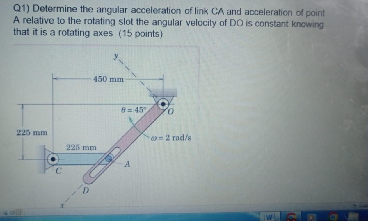 Solved Q1) ﻿Determine the angular acceleration of link CA | Chegg.com