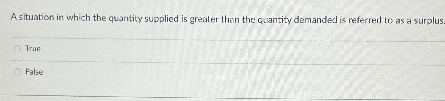 Solved A situation in which the quantity supplied is greater | Chegg.com