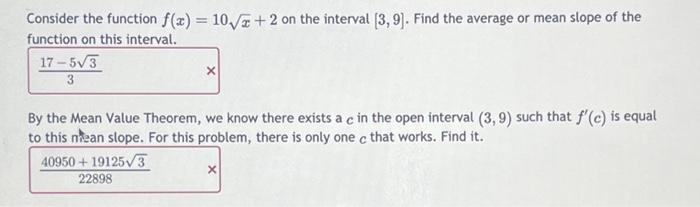 Solved Consider the function f(x) = 10√x+2 on the interval | Chegg.com