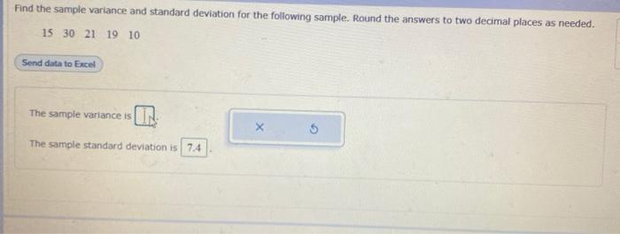 Solved Find The Sample Variance And Standard Deviation For