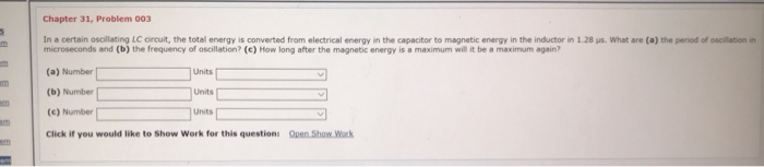 Solved Chapter 31, Problem 003 In a certain cating LC rout, | Chegg.com