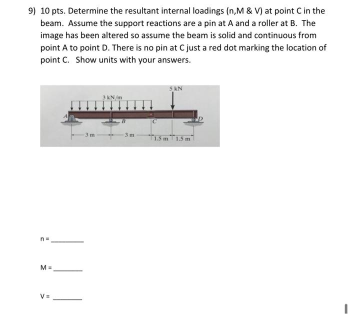 Solved 9) 10 pts. Determine the resultant internal loadings | Chegg.com