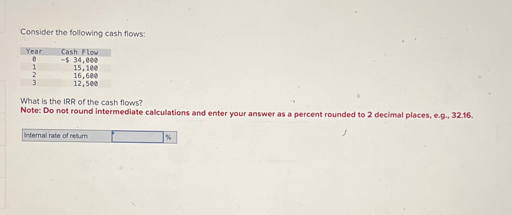 Solved Consider the following cash flows:\table[[Year,Cash | Chegg.com