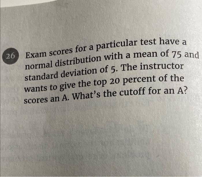 Solved exam scores for a particular test have a normal | Chegg.com