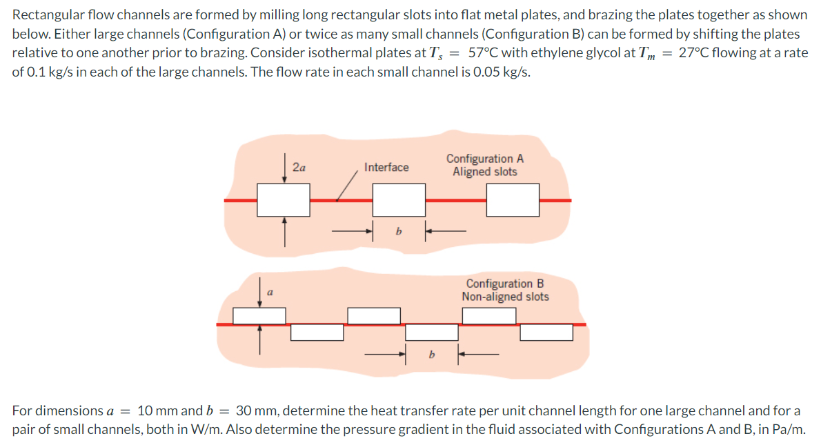 Solved Rectangular flow channels are formed by milling long | Chegg.com