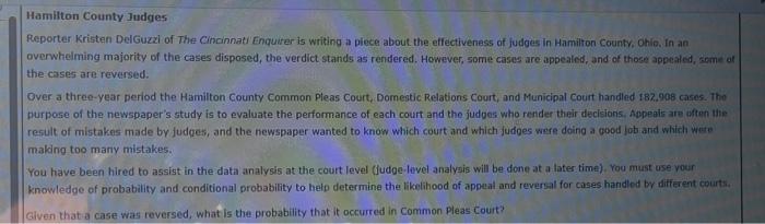 Solved Hamilton County Judges Peporter Kristen DelGuzzi of | Chegg.com