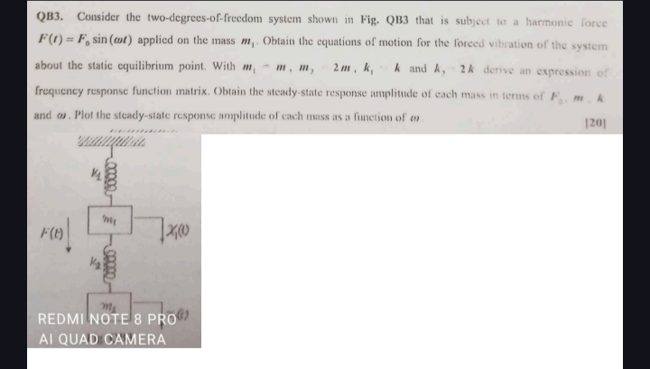Solved QB3. ﻿Consider the two-degrees-of-freedom system | Chegg.com