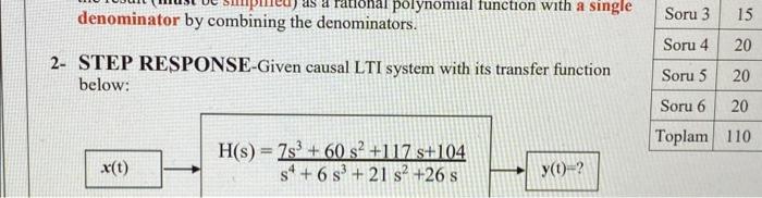 Solved 2- STEP RESPONSE-Given causal LTI system with its | Chegg.com