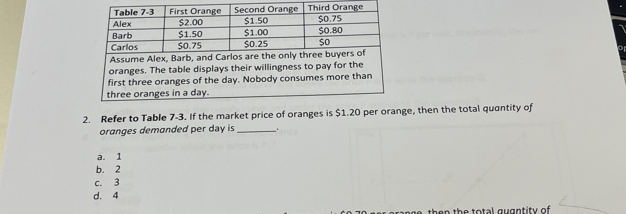 Solved \table[[Table 7-3,First Orange,Second Orange,Third | Chegg.com
