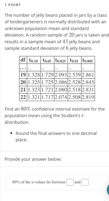 Solved 1 POINT The number of jelly beans placed in jars by a | Chegg.com